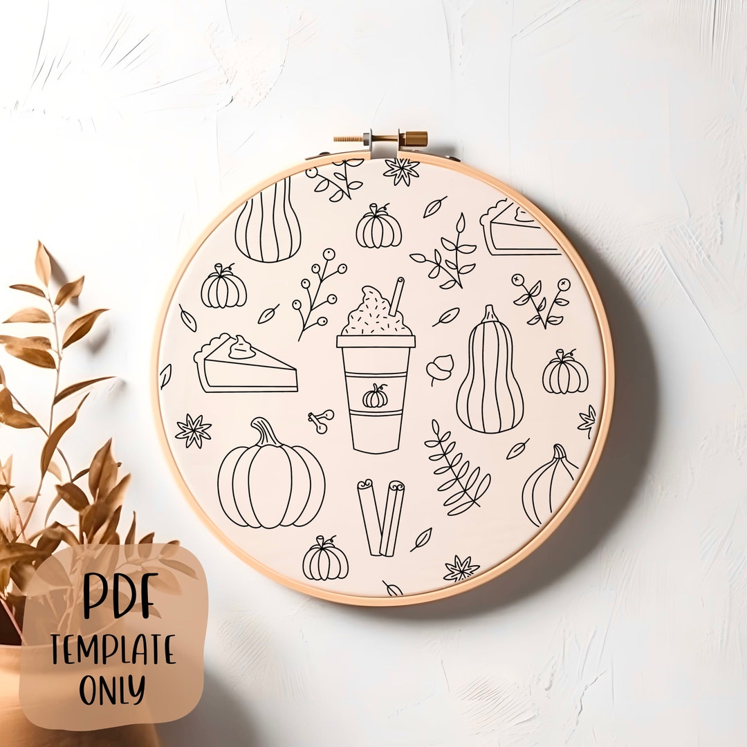 Fall Things Hand Embroidery Template Fall Embroidery DIY - Etsy