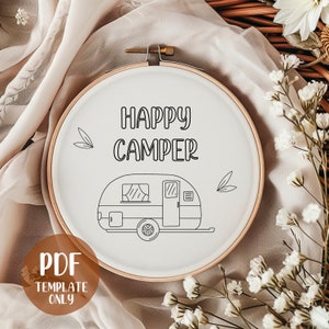 Happy Camper Hand Embroidery Template - Cute Doodle Embroidery - PDF ...