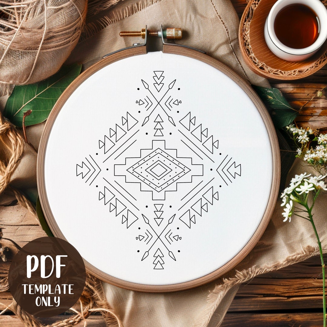 Boho Hand Embroidery Template - PDF Template - DIY Hoop Art ...