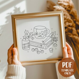 Autumn Book Stack Hand Embroidery Template - Autumn Embroidery - DIY ...