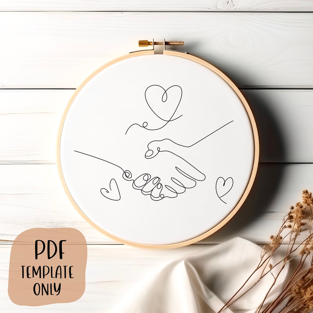 Handshake Hand Embroidery Template - PDF Template - DIY Hoop Art ...
