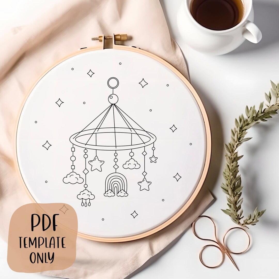 Baby Mobile Hand Embroidery Template Nursery Embroidery - Etsy