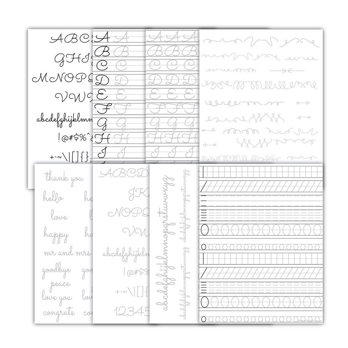 Thin Monoline Hand Lettering Worksheets Pdf and Jpeg Printable and ...