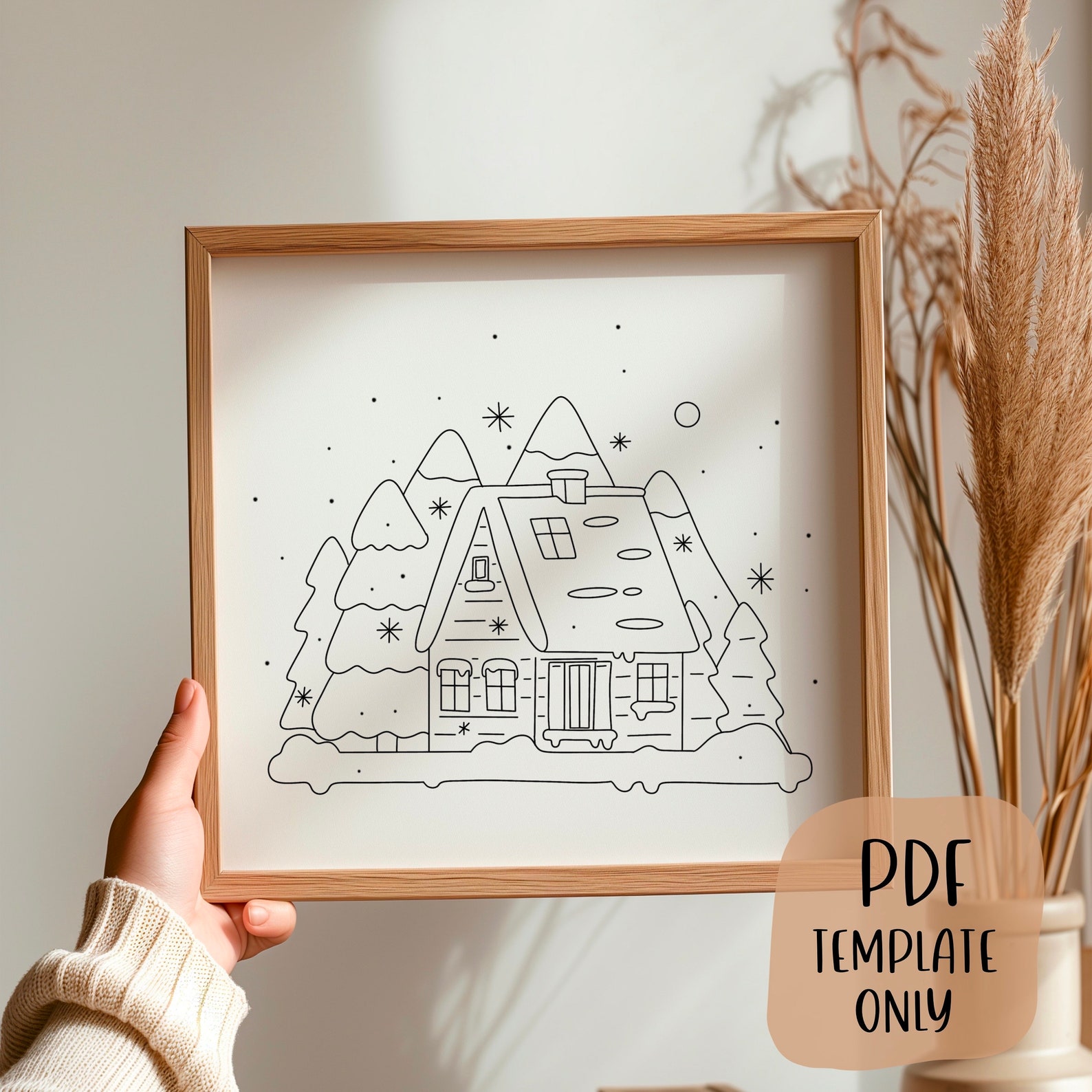 Snowy Winter House 2 Hand Embroidery Template - Winter Embroidery - DIY ...