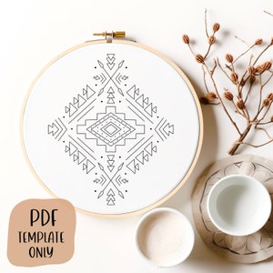 Boho Hand Embroidery Template - PDF Template - DIY Hoop Art ...
