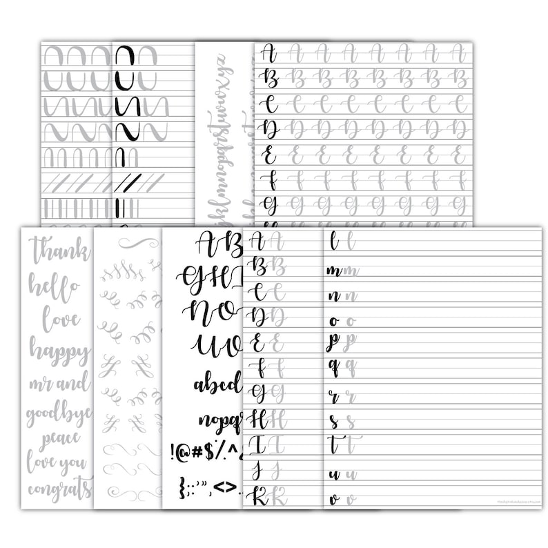 Beginner Brush Lettering Worksheets - Pdf Jpeg - Printable Digital ...
