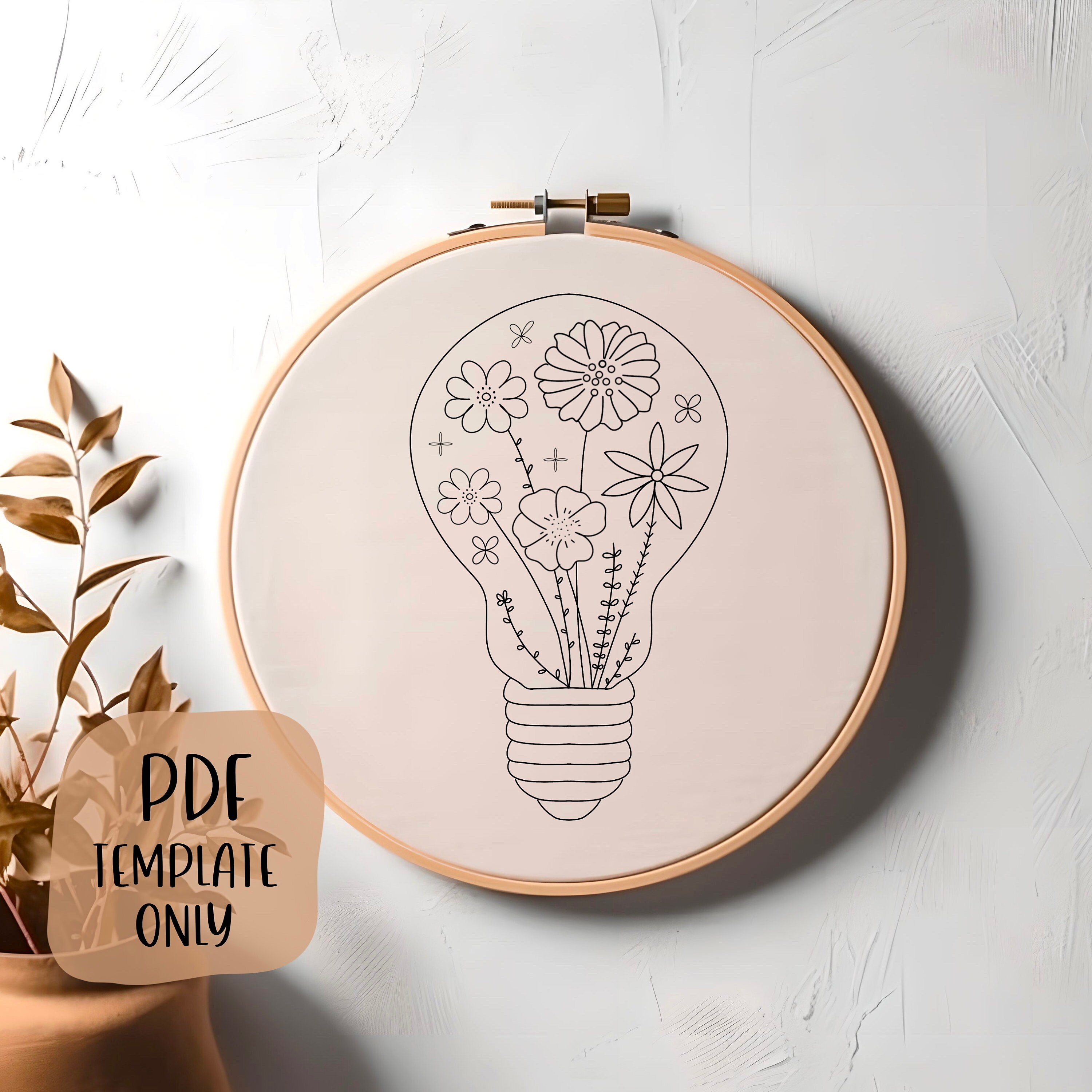 Light Bulb Embroidery Template Doodle Embroidery PDF - Etsy