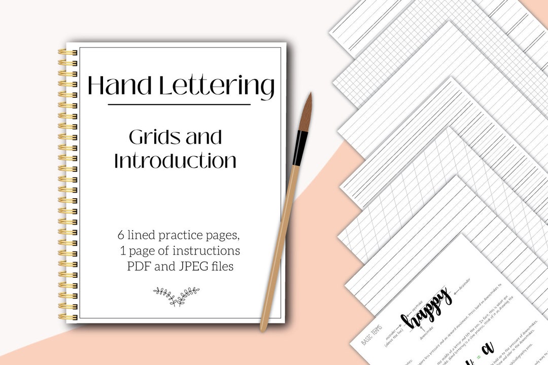 Lined Hand Lettering Worksheets Pdf and Jpeg Printable and Digital ...