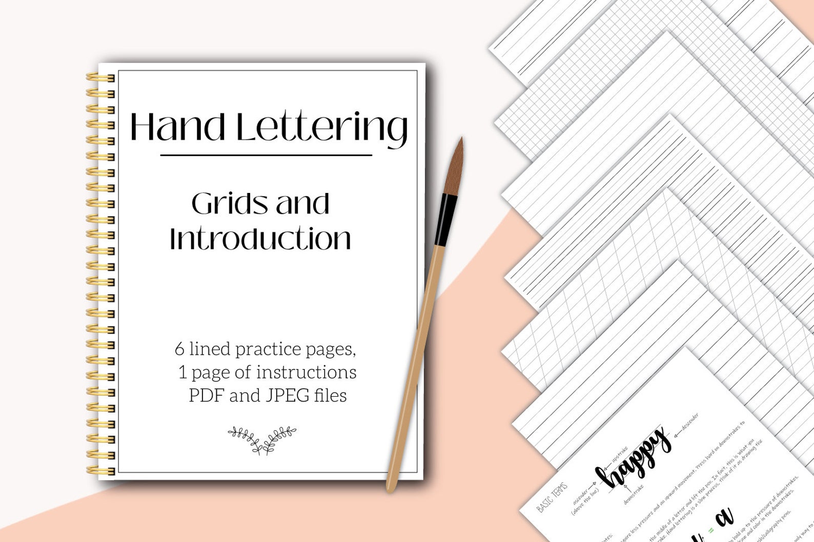 Lined Hand Lettering Worksheets Pdf and Jpeg Printable and | Etsy