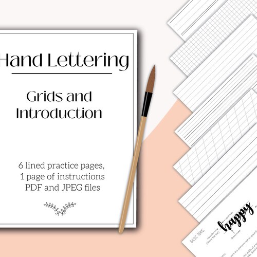 Lined Hand Lettering Worksheets Pdf and Jpeg Printable and | Etsy
