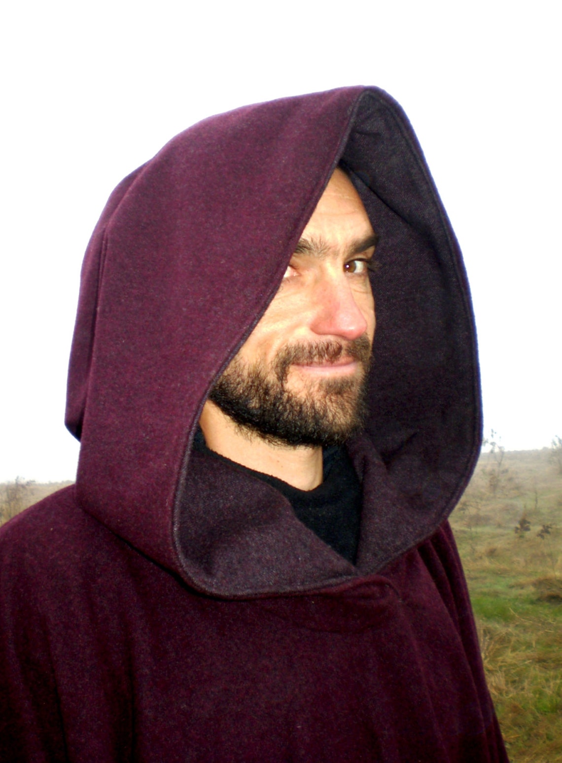 Woolen Hooded Elven Poncho Medieval Fantasy Cashmere Cloak | Etsy