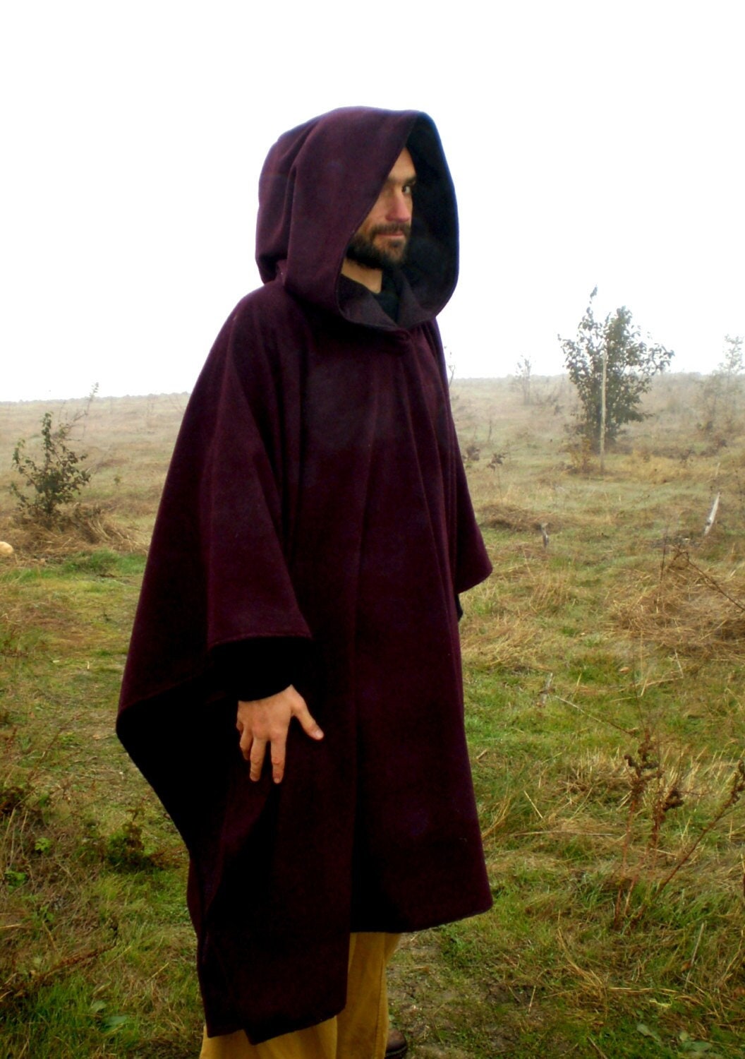 Woolen Hooded Elven Poncho Medieval Fantasy Cashmere Cloak - Etsy UK