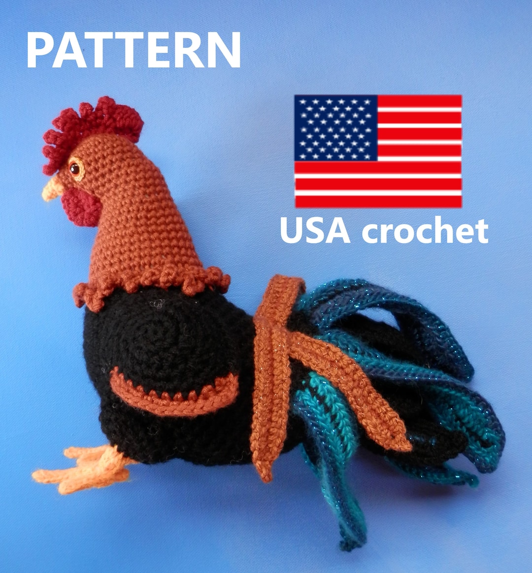Cockerel Rooster Crochet Pattern Usa Terms English Language Digital