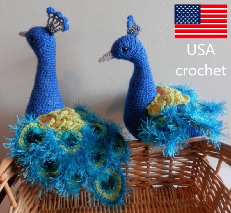 Crochet Pattern to Make a Stunning Peacock USA Terms & English Language ...