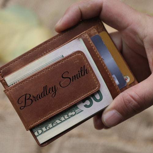 Leather Money Clip Wallet Personalized - Etsy