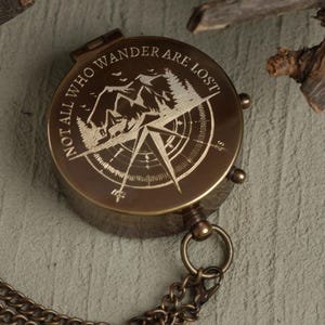 Engraved Working Brass Antique Compass for Men, Custom Handmade Pocket ...
