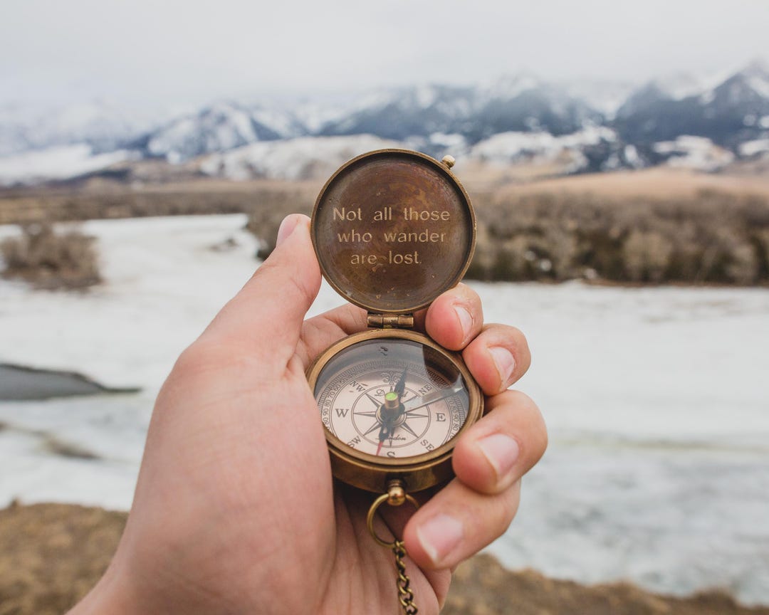 Engraved Working Brass Antique Compass for Men, Custom Handmade Pocket ...
