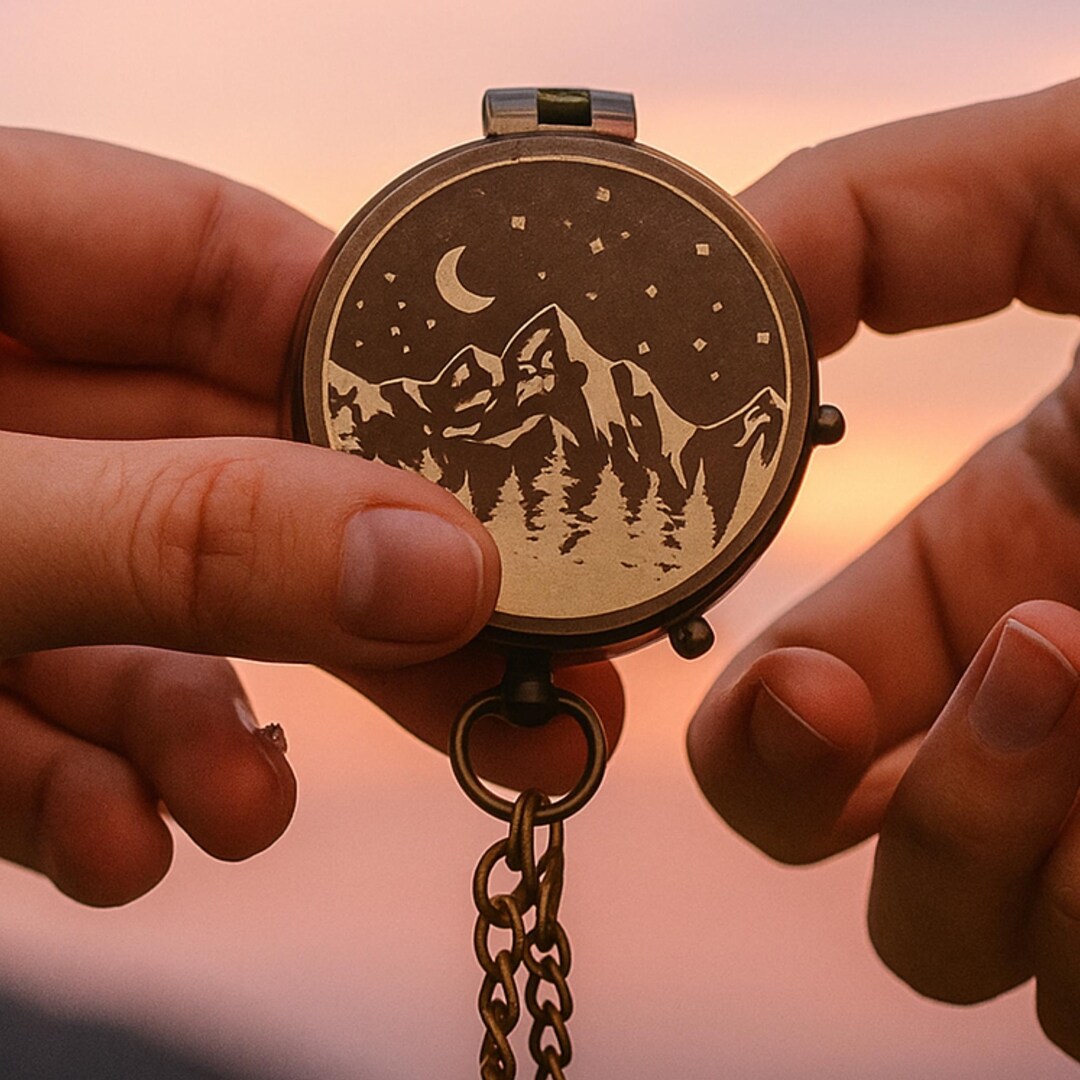Engraved Brass Compass for Hikers & Campers – Personalized Mountain ...