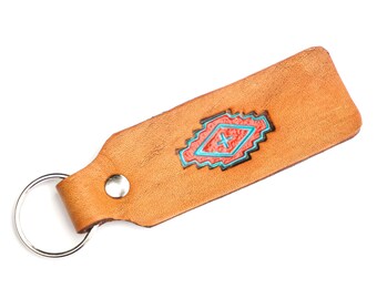 Genuine Leather Key Fob, Southwestern Keychain, Western Leather ...