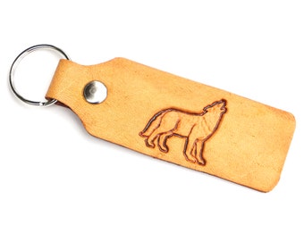 Leather Wolf Keychain - Etsy