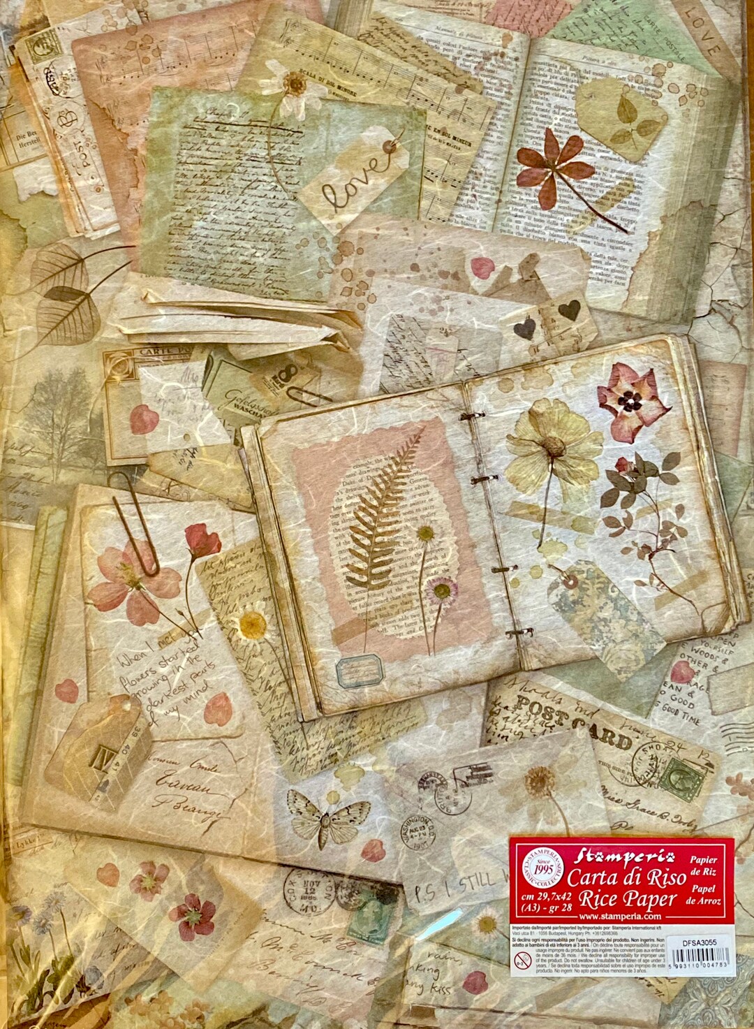 Notebooks, Hortensia Stamperia Rice Paper A3, Rice Paper, Decoupage ...