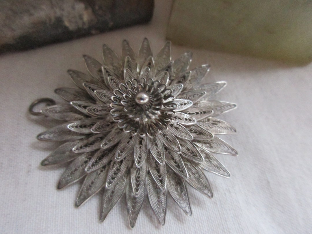 STERLING Filigree Vintage Pin - Etsy