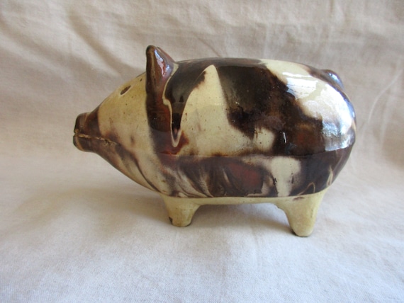 ROCKINGHAM Antique Earthenware Piggy Bank - Etsy