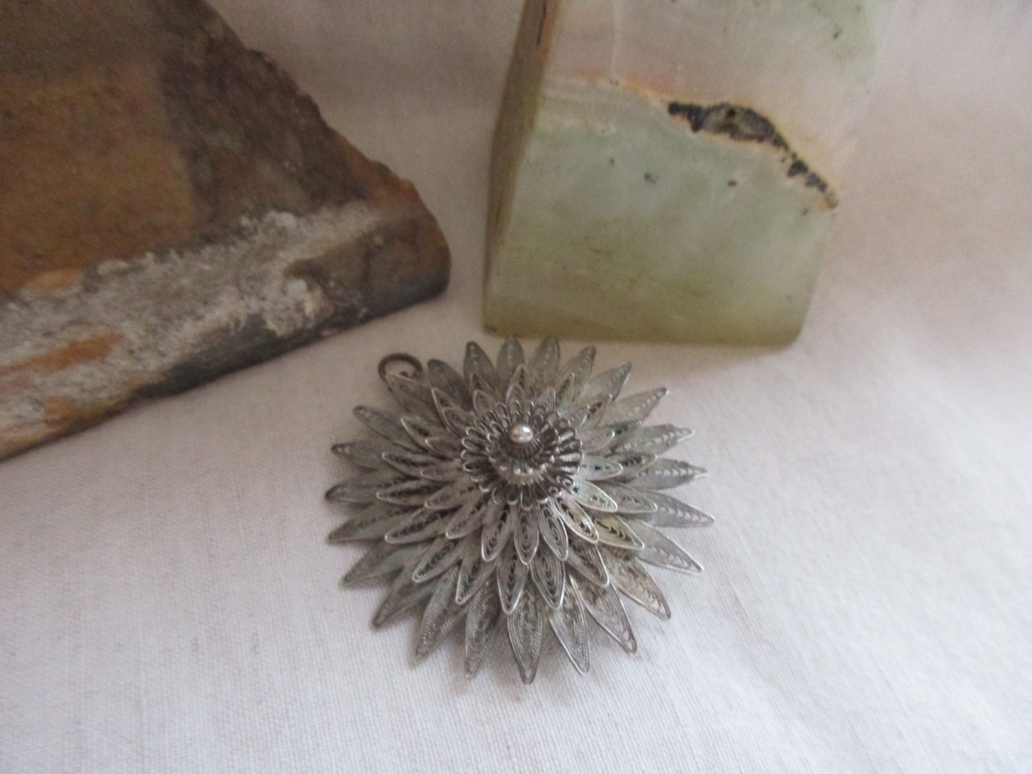 STERLING Filigree Vintage Pin - Etsy