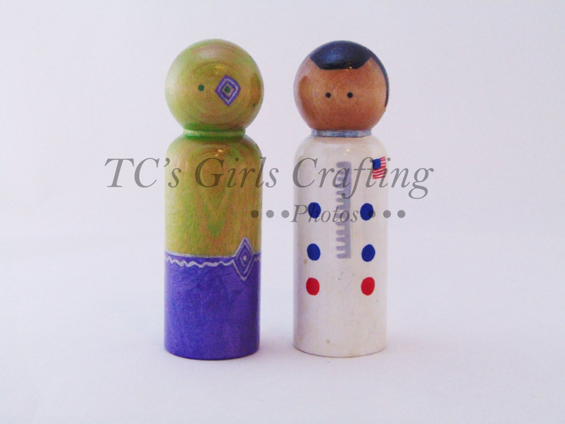 Spaceman Aliens Peg People Natural Peg Toy Spaceman Pegs | Etsy