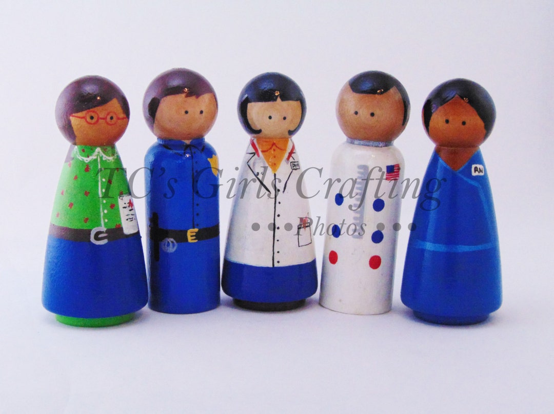 Profession Peg, Natural Peg Toy, Teacher, Policeman , Veterinarian Peg ...