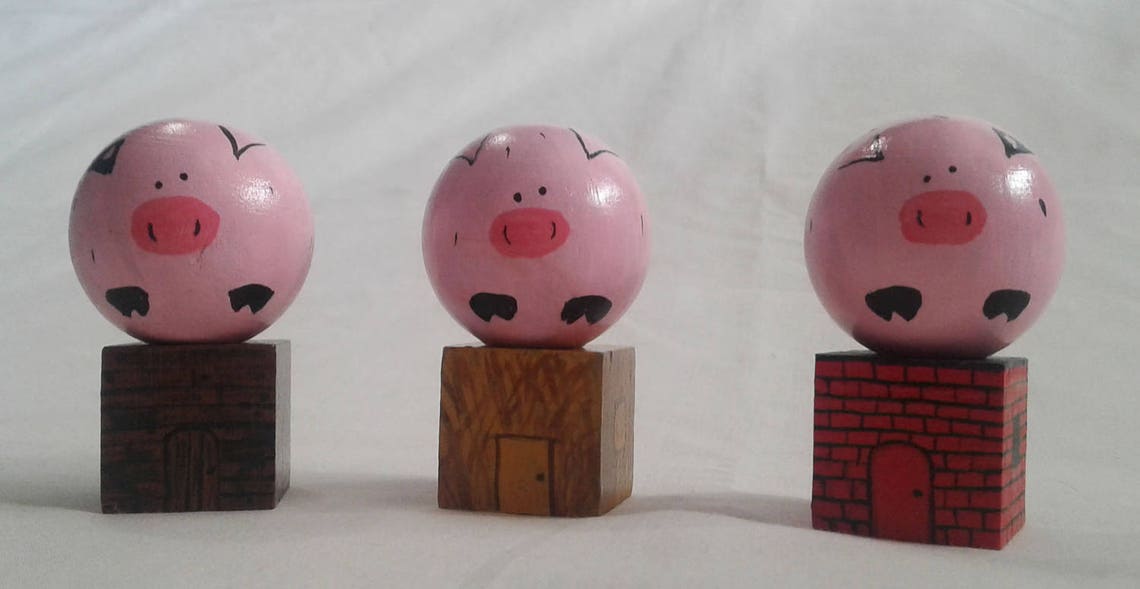 Natural Peg Big Bad Wolf Three Little Pigs, Fairy Tale Peg People, 3 ...