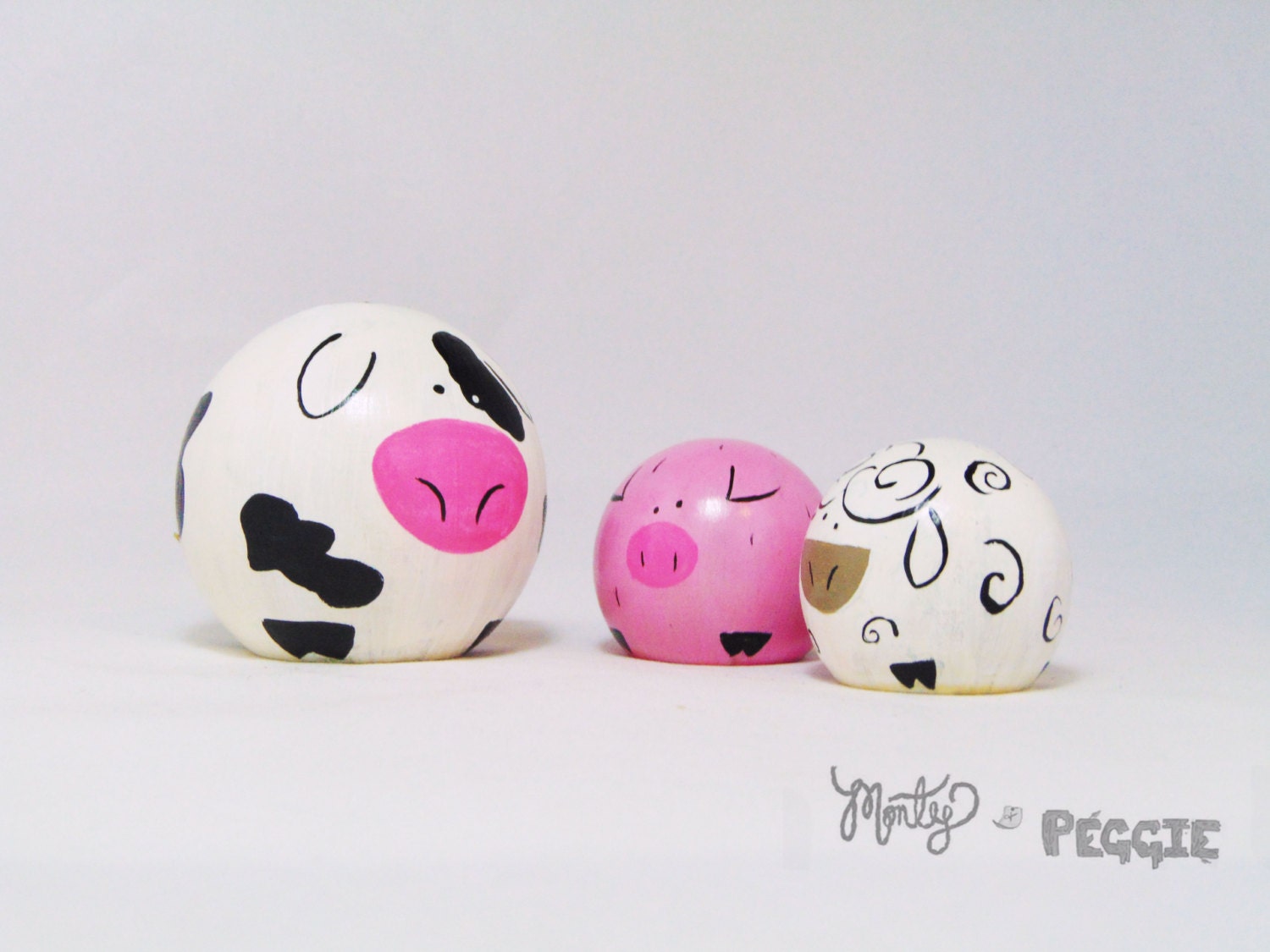 Farm Animal Pegs Natural Peg Toy Cow Peg Sheep Pig Peg - Etsy