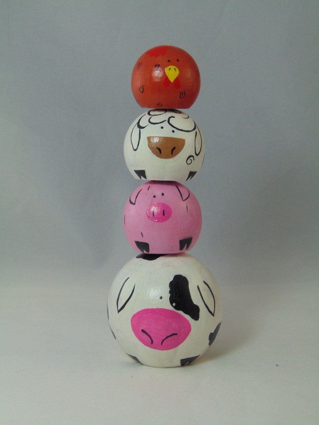 Farm Animal Pegs, Natural Peg Toy, Cow Peg, Sheep , Pig Peg People ...