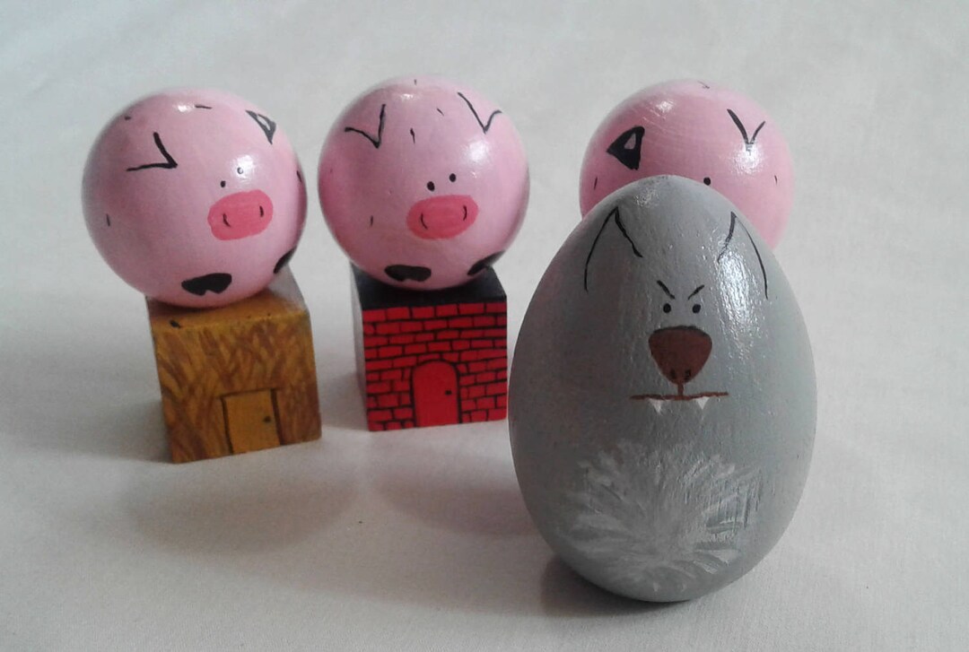 Natural Peg Big Bad Wolf Three Little Pigs, Fairy Tale Peg People, 3 ...
