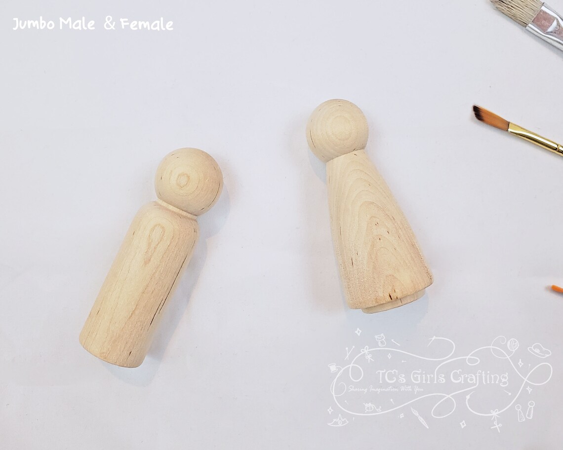 Wood Peg Jumbo Man People natural peg toy Unfinished peg | Etsy