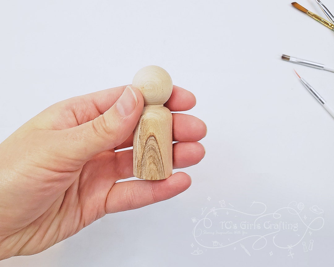 Wooden Standard Peg People, Natural Peg Toy, Male Peg Doll, Plain Wood ...