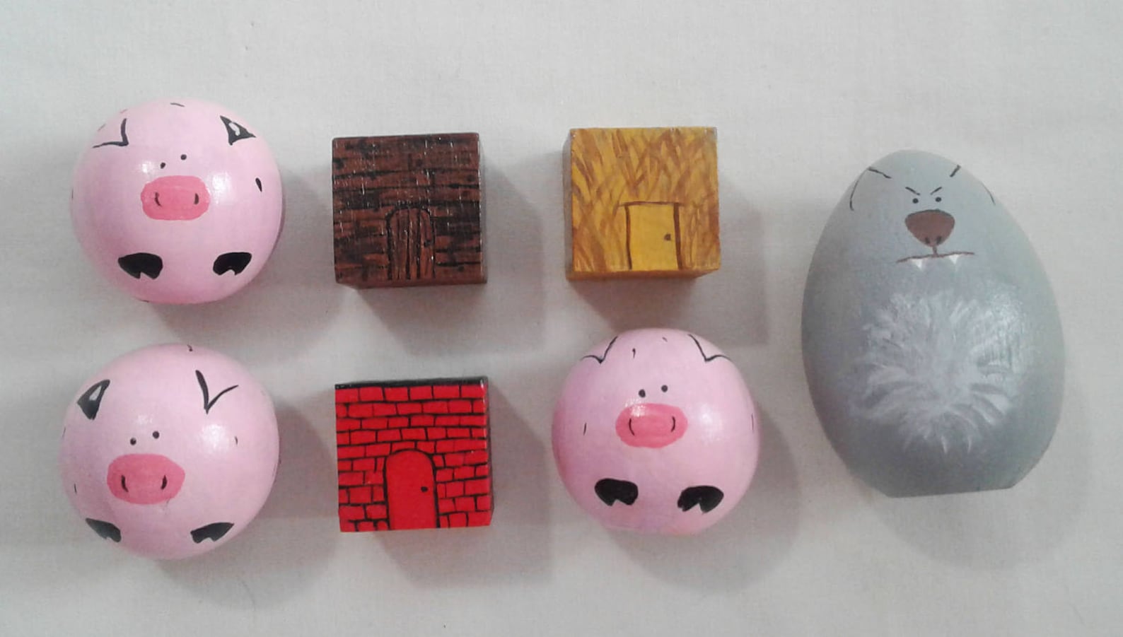 Natural Peg Big Bad Wolf Three Little Pigs, Fairy Tale Peg People, 3 ...