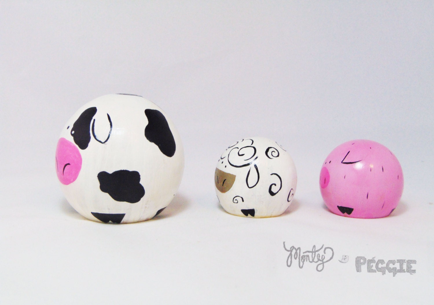 Farm Animal Pegs Natural Peg Toy Cow Peg Sheep Pig Peg - Etsy