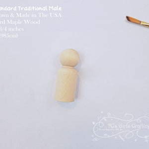 Wooden Standard Peg People, Natural Peg Toy, Male Peg Doll, Plain Wood ...