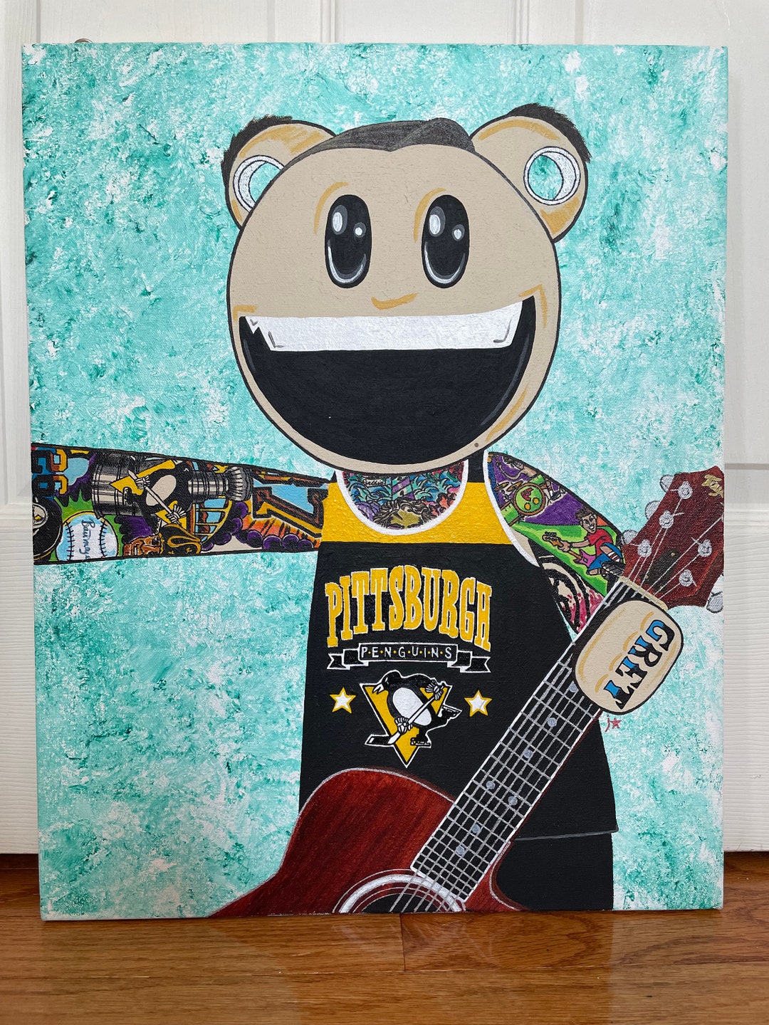 Anthony Del Grosso "rockstar" Bear-icature, 16x20in. Hand-painted Art ...