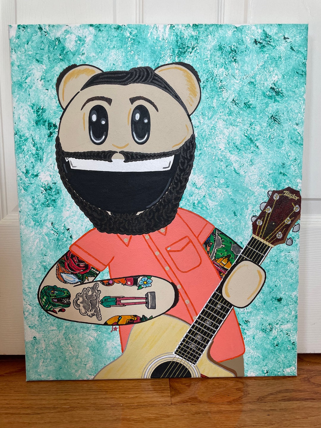 Kevin Jordan "rockstar" Bear-icature, 16x20in. Hand-painted Art ...