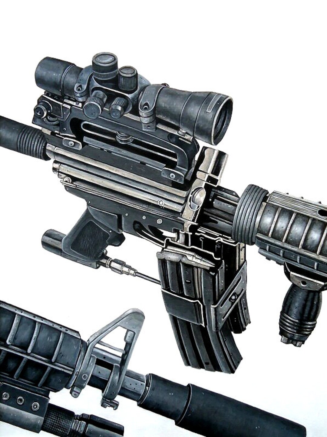 Realism Acrylic Painting – “gun” – Contemporary Military Weapon Art - Etsy