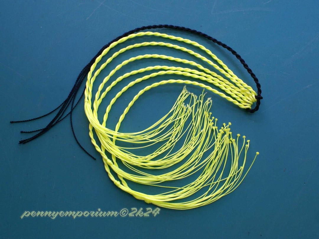 6 Yellow Whip Crackers EASY CRACK Dyneema , Black Light REACTIVE, Pick ...