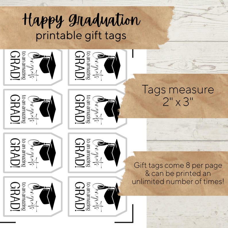Graduation Gift Tags | Congrats to an Amazing Grad Party Favor 2x3” PDF ...