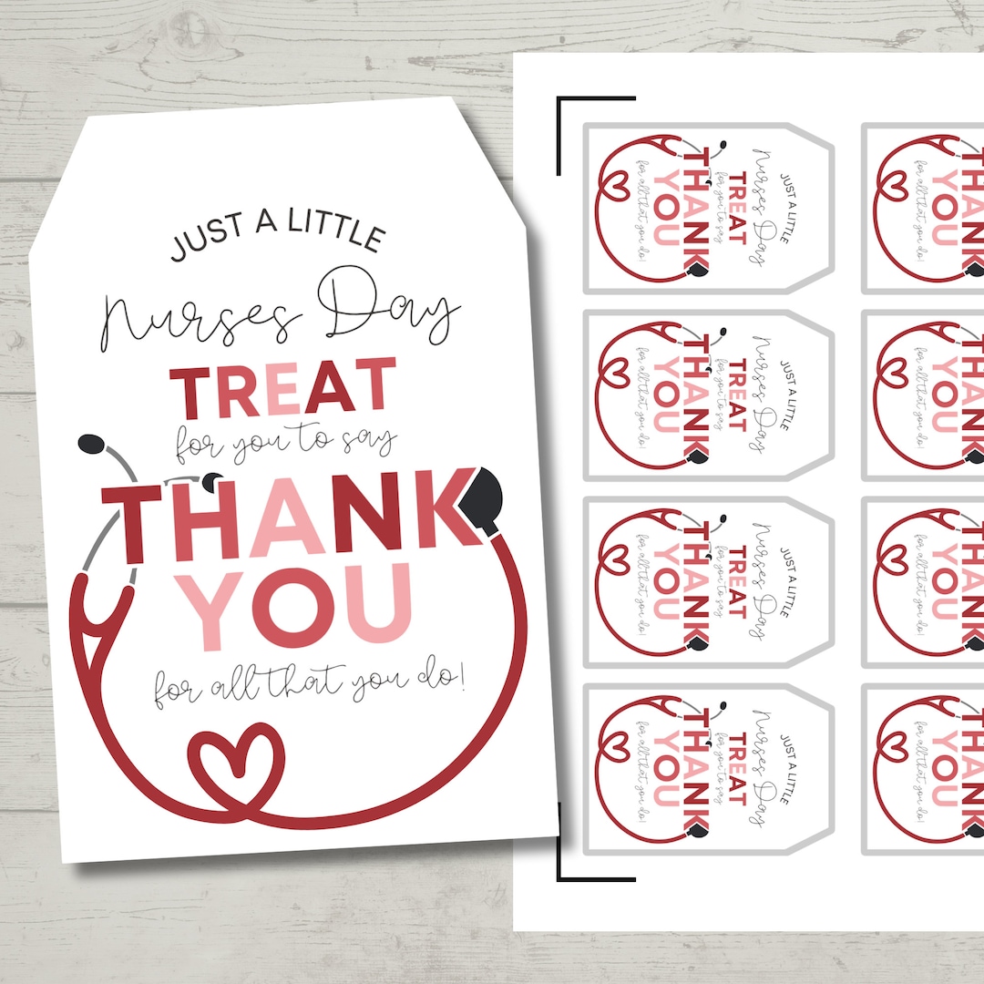 Nurses Day Treat Tags: Printable Nurse Appreciation Gift (PDF) - Etsy