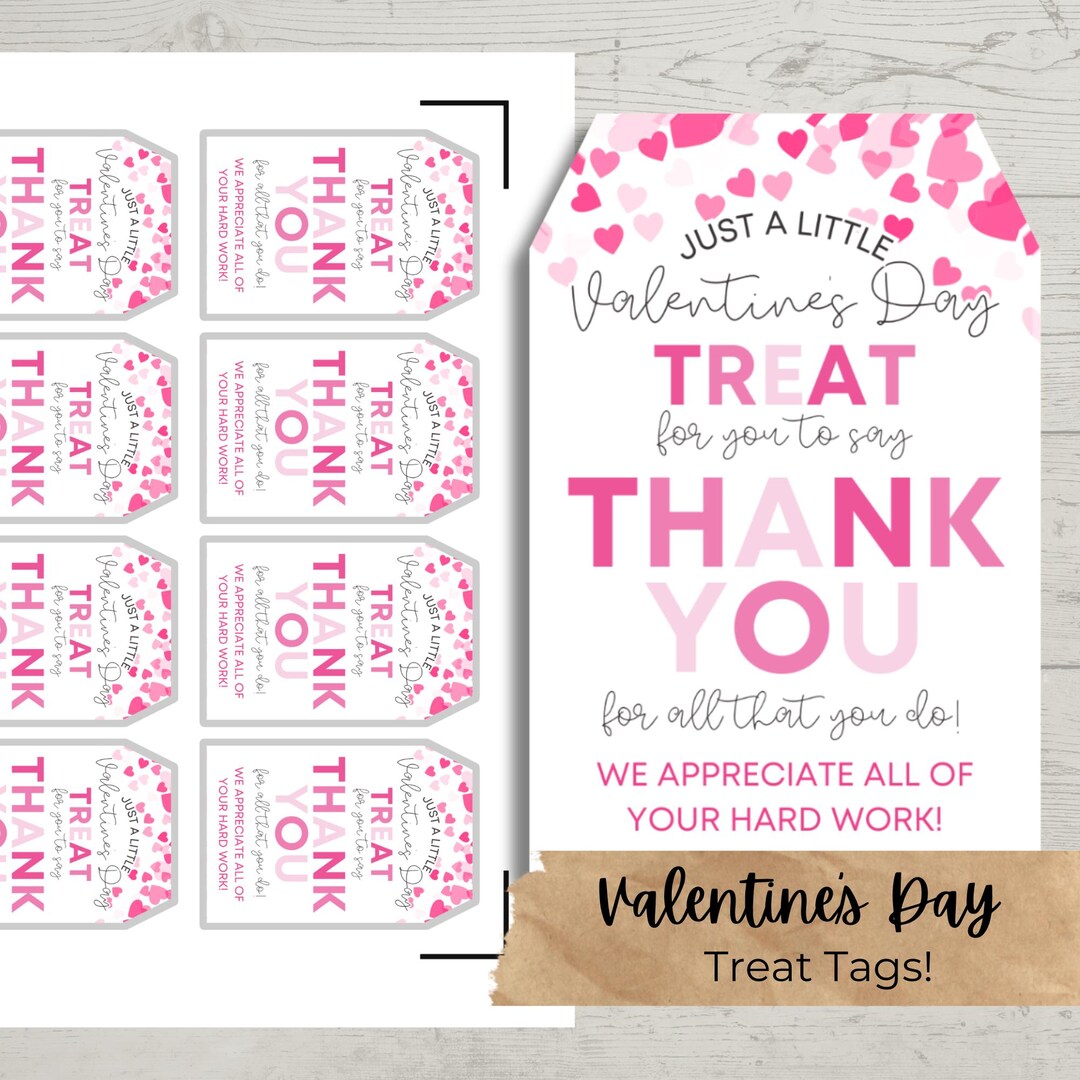 Valentine's Day Treat Bag Tags Printable | Thank You Favor Tags for ...