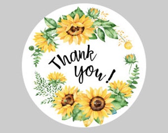 Thank You Sunflower Stickers | Etsy