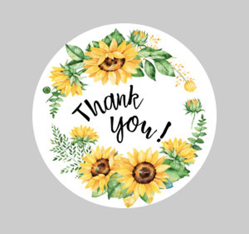 Sunflower Thank You Stickers | Etsy