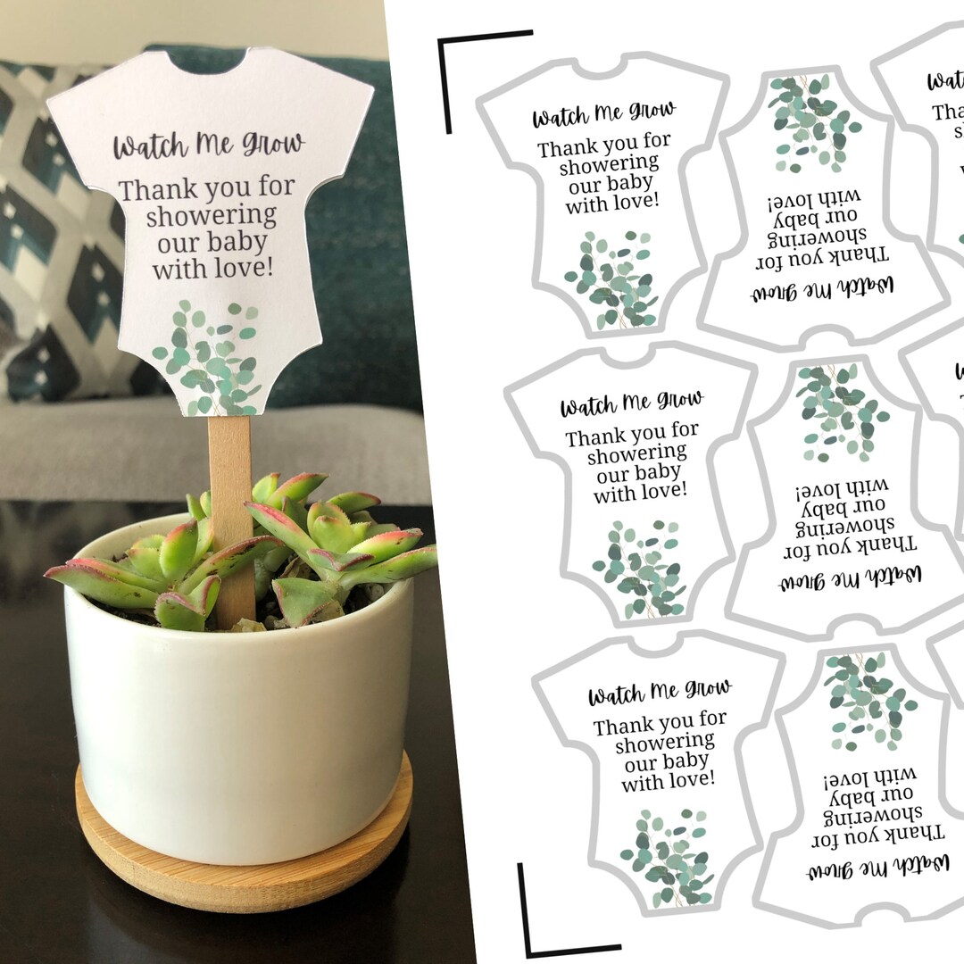 DIY Watch Me Grow Baby Shower Sprinkle Onesie Shape Decorations Plant ...