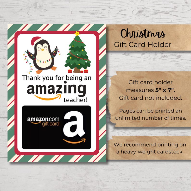 Teacher Christmas Amazon Gift Card Holder | - Etsy